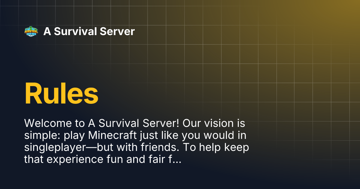 Rules | A Survival Server